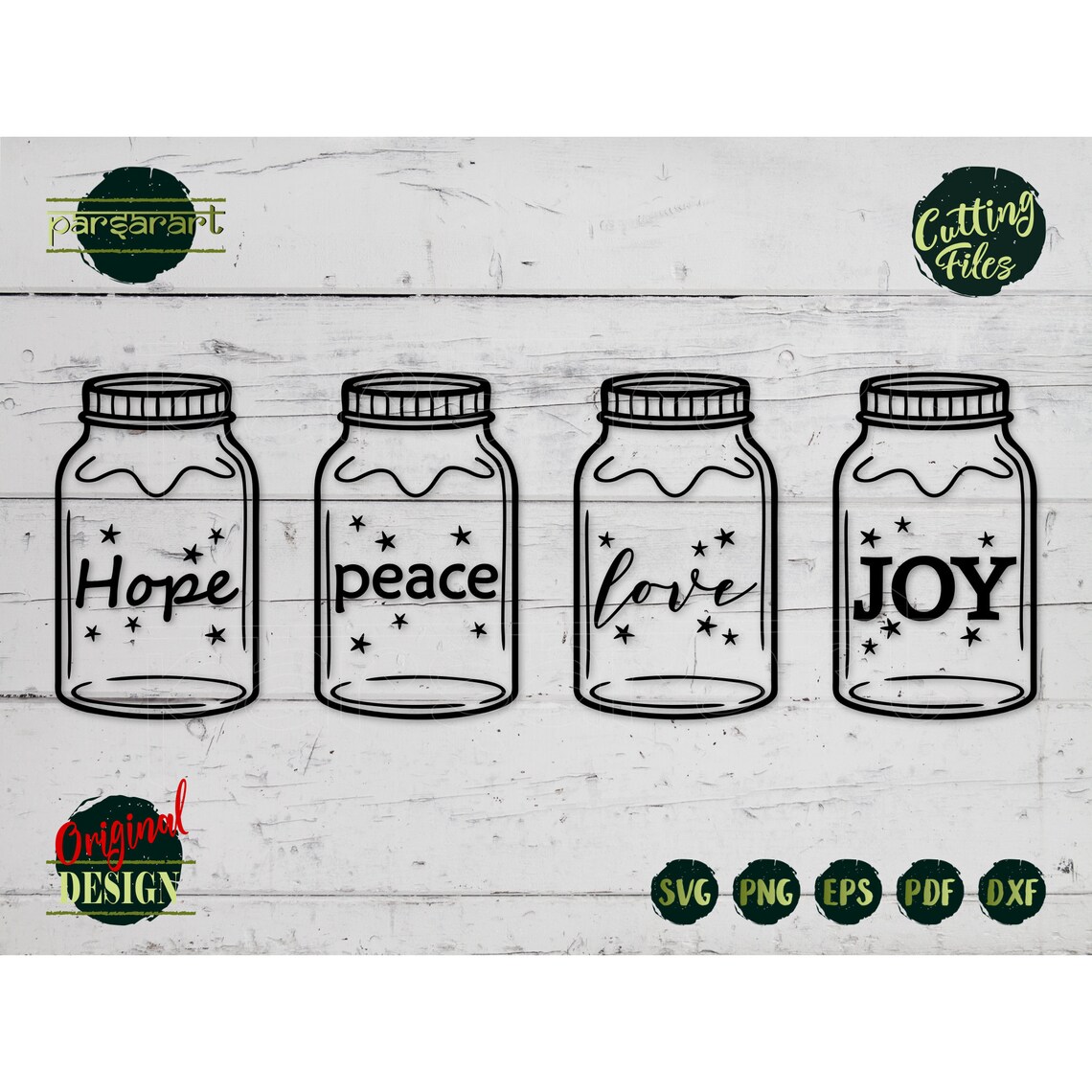 Christmas Jars SVG Bundle, Mason Jars SVG Christmas SVG Hope Peace Joy ...