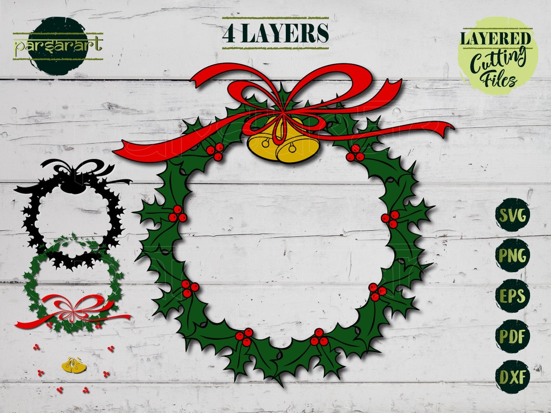 Christmas Winter Wreath SVG Holly Wreath SVG Christmas Frame Border ...