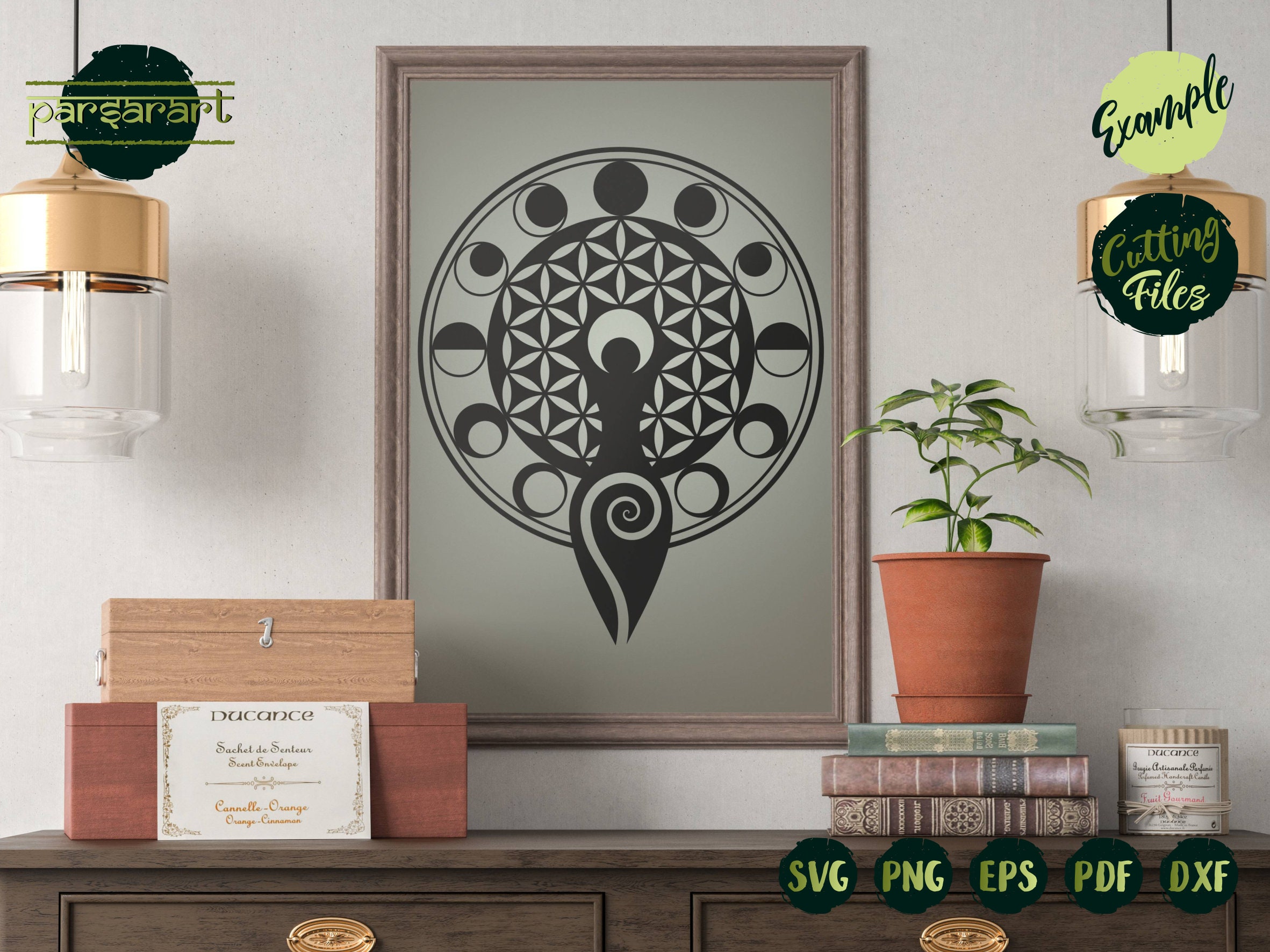Spiral Goddess SVG Flower of Life SVG Moon Phases SVG Wicca - Etsy