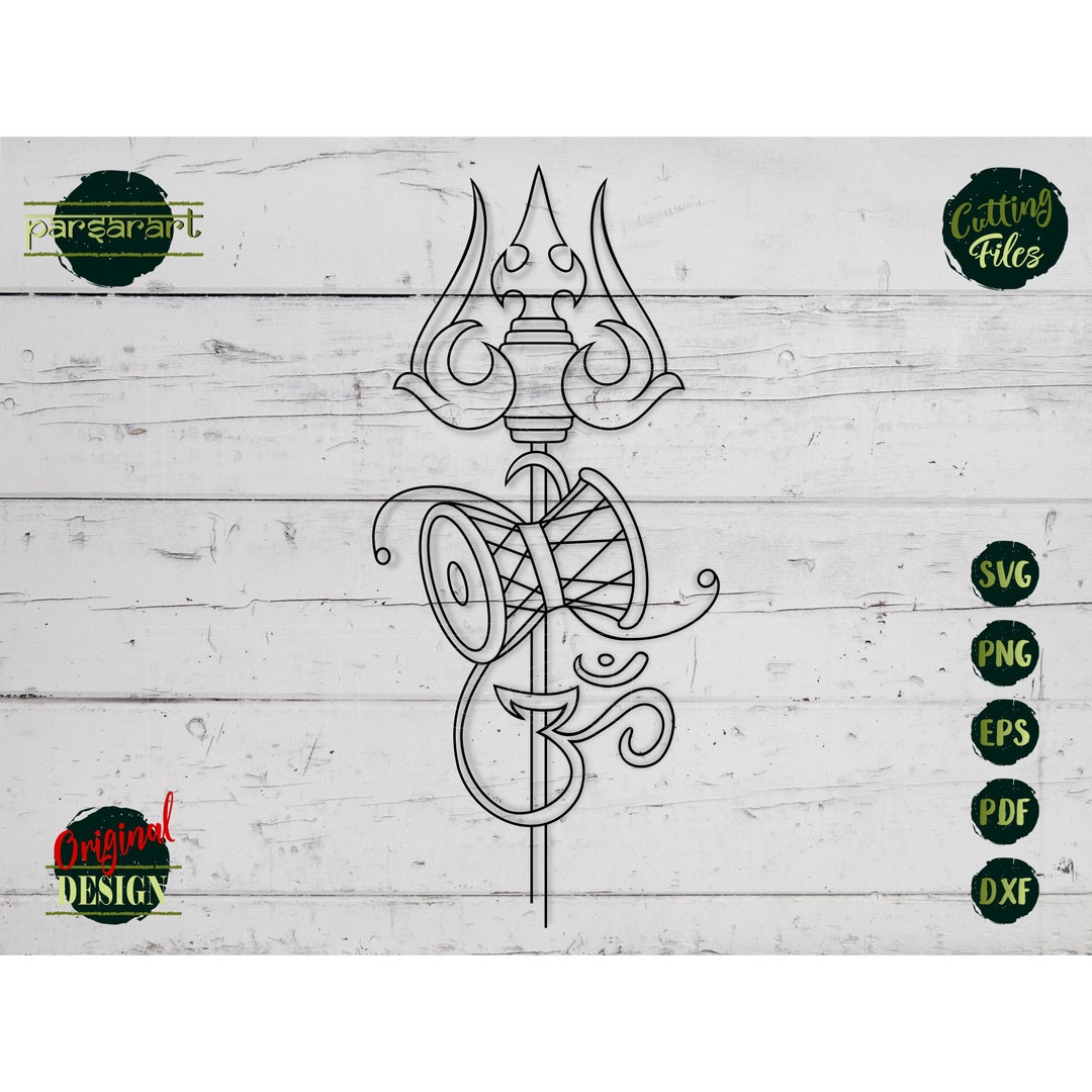 Trishul SVG, Lord Shiva Trishul Clipart Hindu SVG Om Namaste Indian God ...