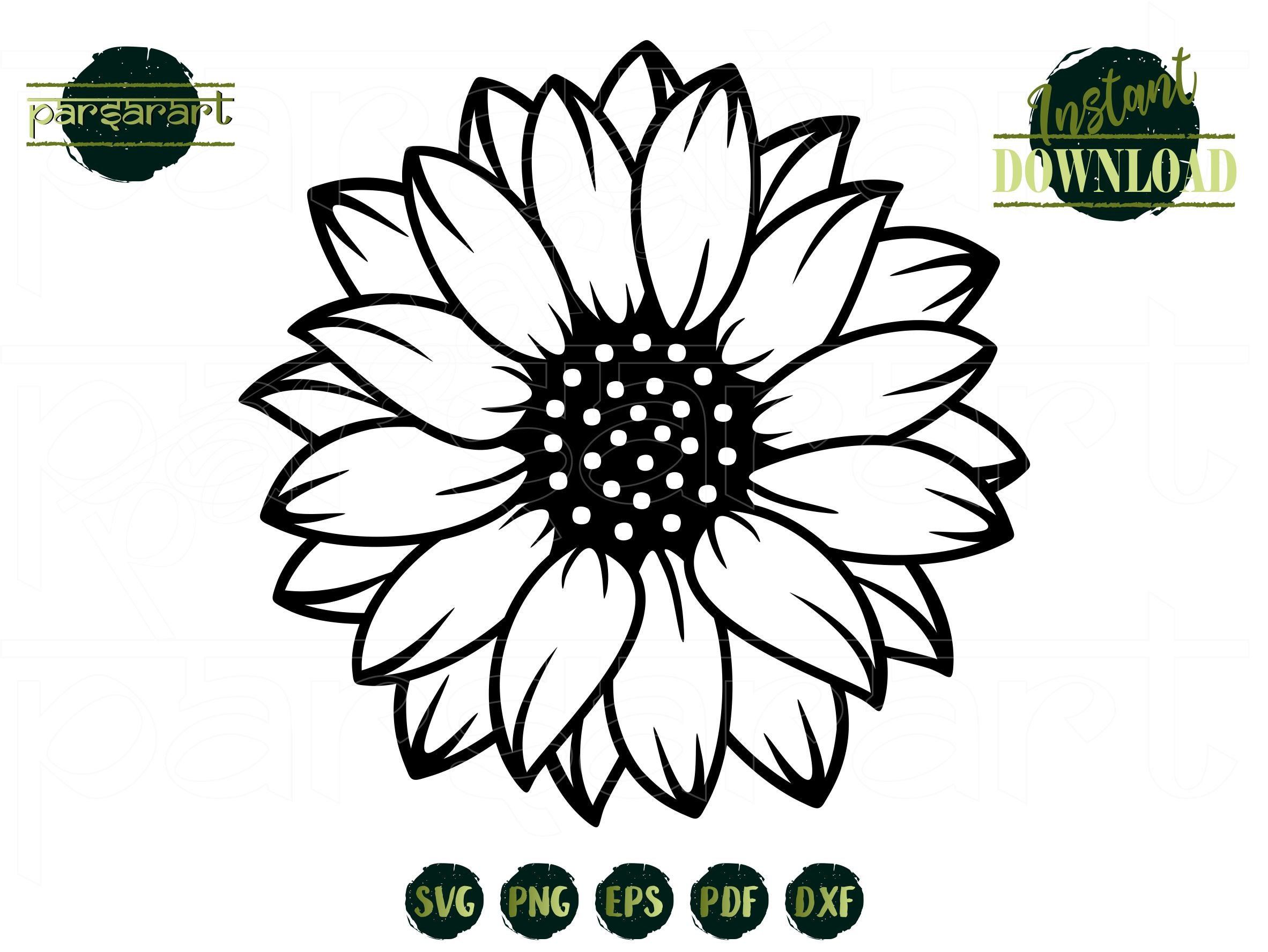 Sunflower Svg Floral Svg Sunflower Clipart Flower Svg Etsy