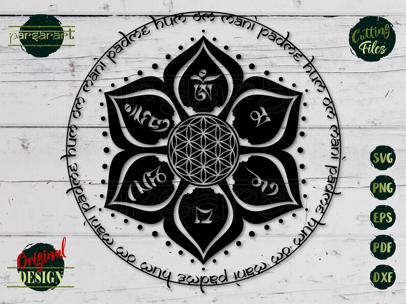 Om Mani Mantra SVG Mantra SVG Flower of Life Svg Tibetan - Etsy