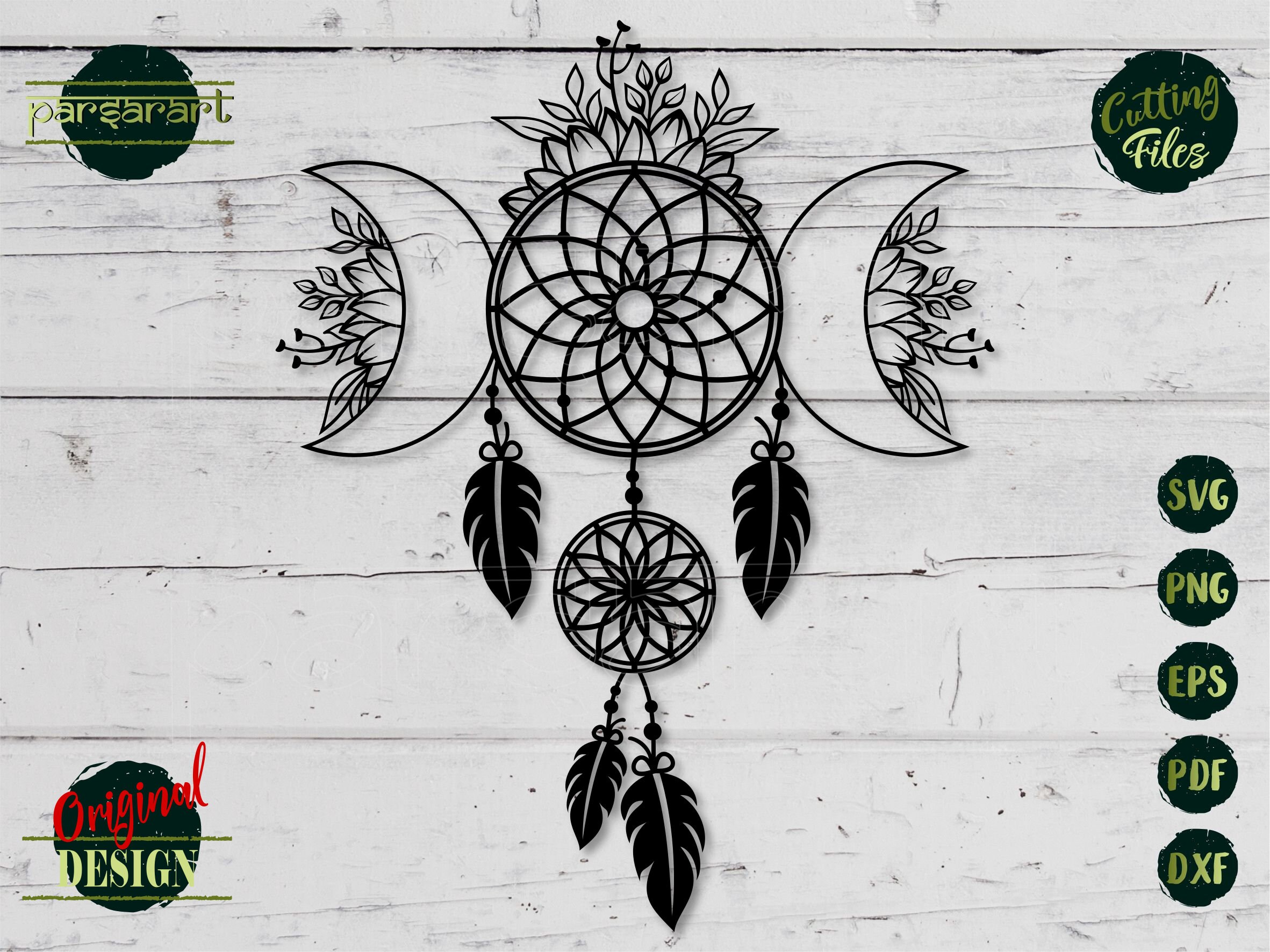 Dreamcatcher SVG Dream Catcher SVG Triple Moon SVG Feathers - Etsy