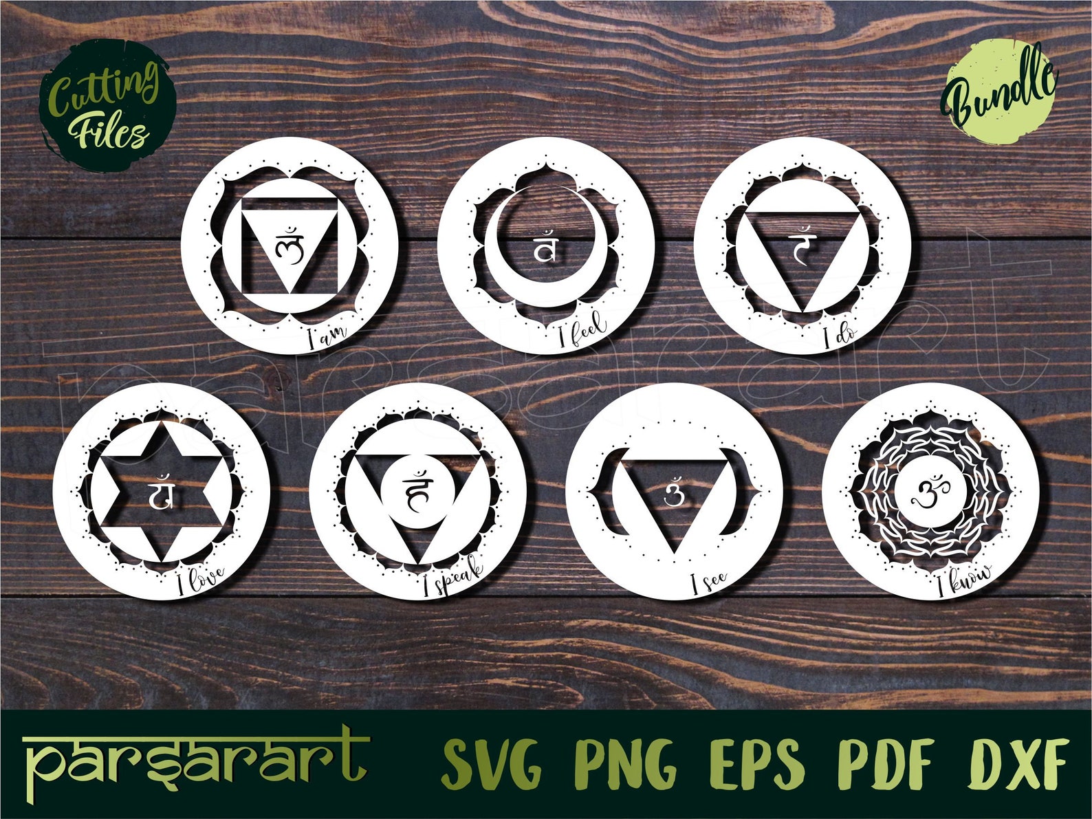 7 Chakras SVG Chakra Symbols SVG Bundle Namaste Clipart | Etsy