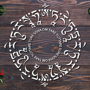 Mantra SVG, Green Tara Mantra SVG, Tibetan Clipart, Yoga SVG, Mandala ...