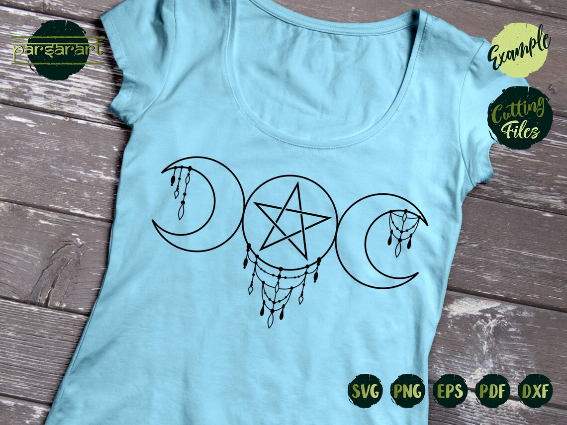 Wicca Triple Moon SVG Pentagram SVG Goddess Wicca Clipart Star - Etsy ...