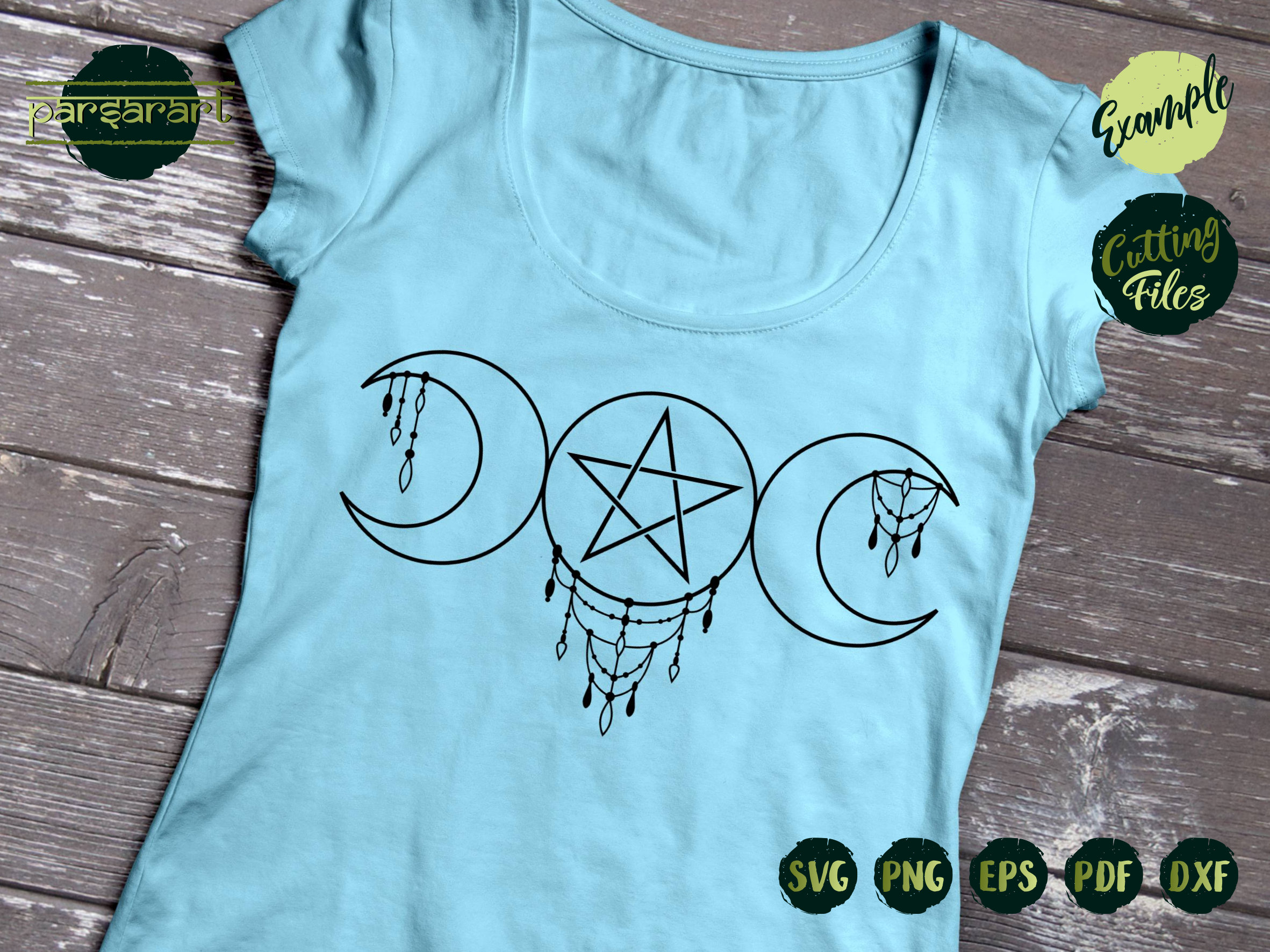 Wicca Triple Moon SVG Pentagram SVG Goddess Wicca Clipart Star - Etsy