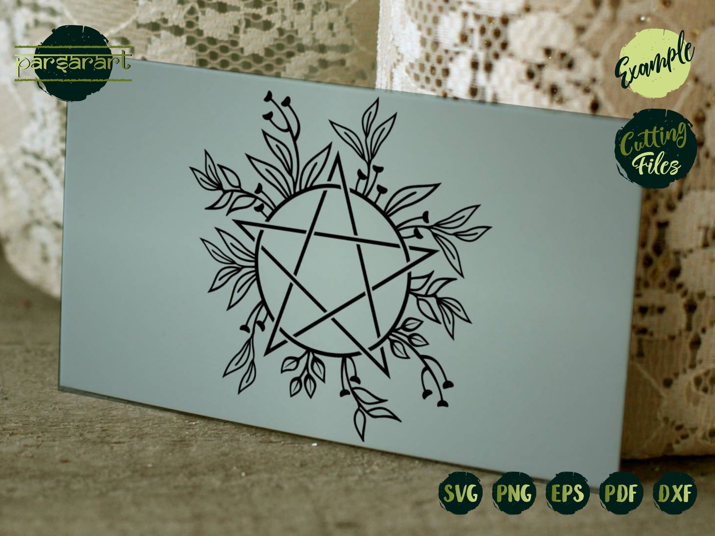 Wiccan Pentacle SVG Pentagram SVG Leaves SVG Witchcraft Wicca Star ...