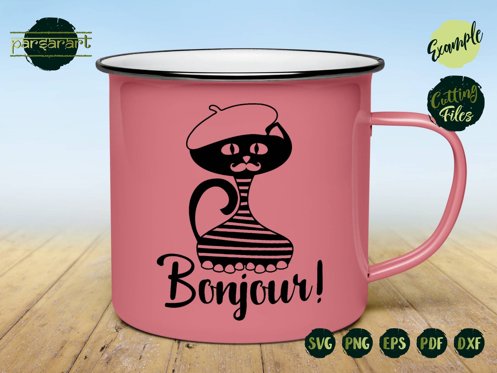 French Cat SVG Cat SVG Bonjour SVG Animal Clipart Kitten - Etsy