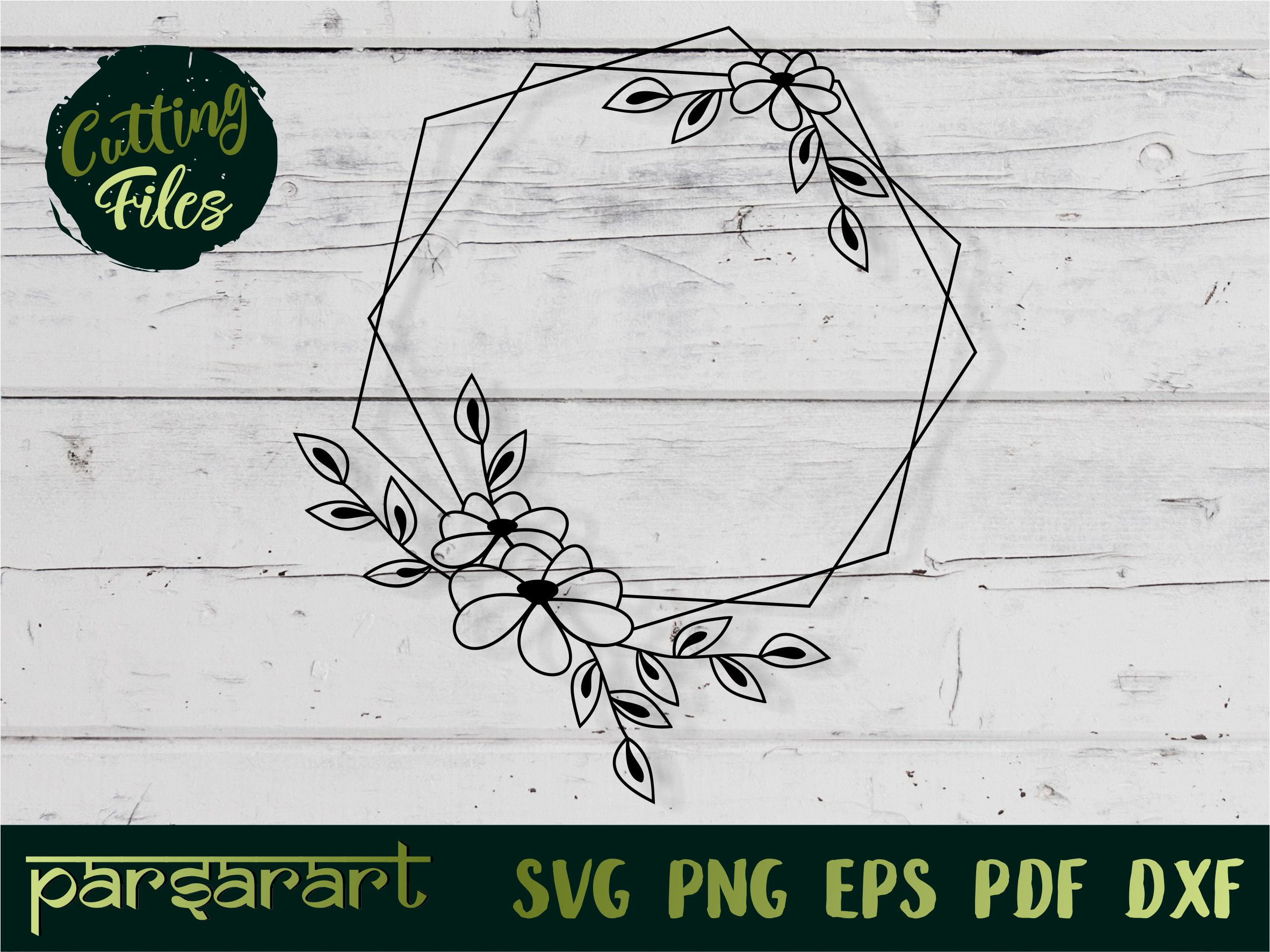 Flower Wreath SVG Monogram Frame SVG Craft Pattern Wreath | Etsy