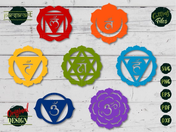 7 Chakras SVG Colored Chakra Symbols SVG Namaste Clipart - Etsy