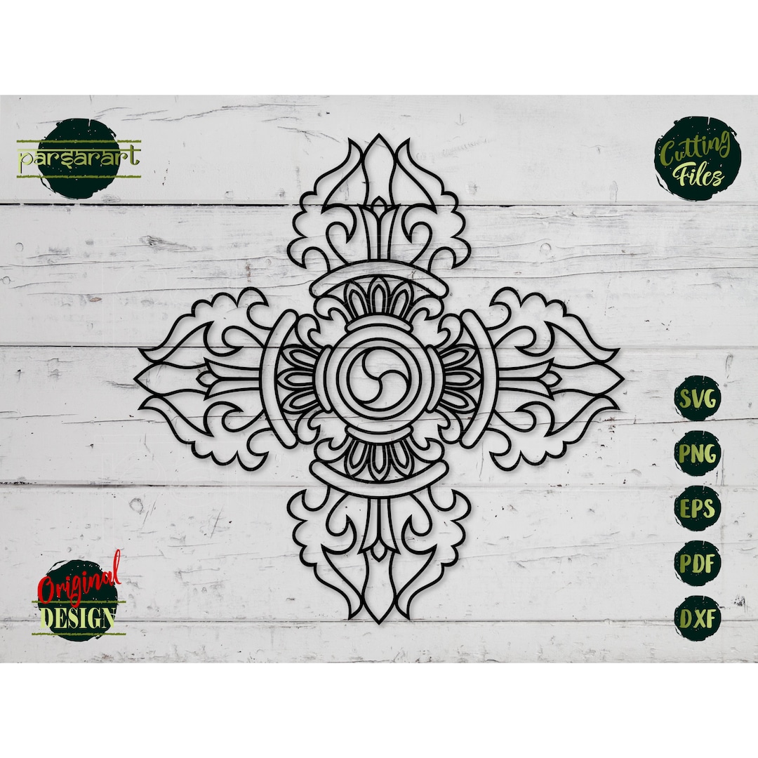 Vajra Pendant SVG, Buddhist Symbol SVG Tibetian Clipart Yoga SVG Dorje ...