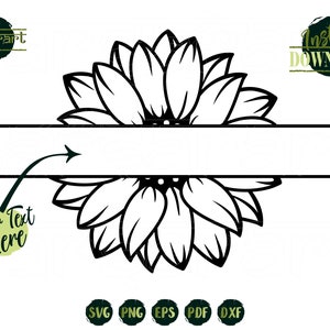 Split Sunflower SVG, Monogram SVG, Sunflower Clipart, Split Flower SVG ...