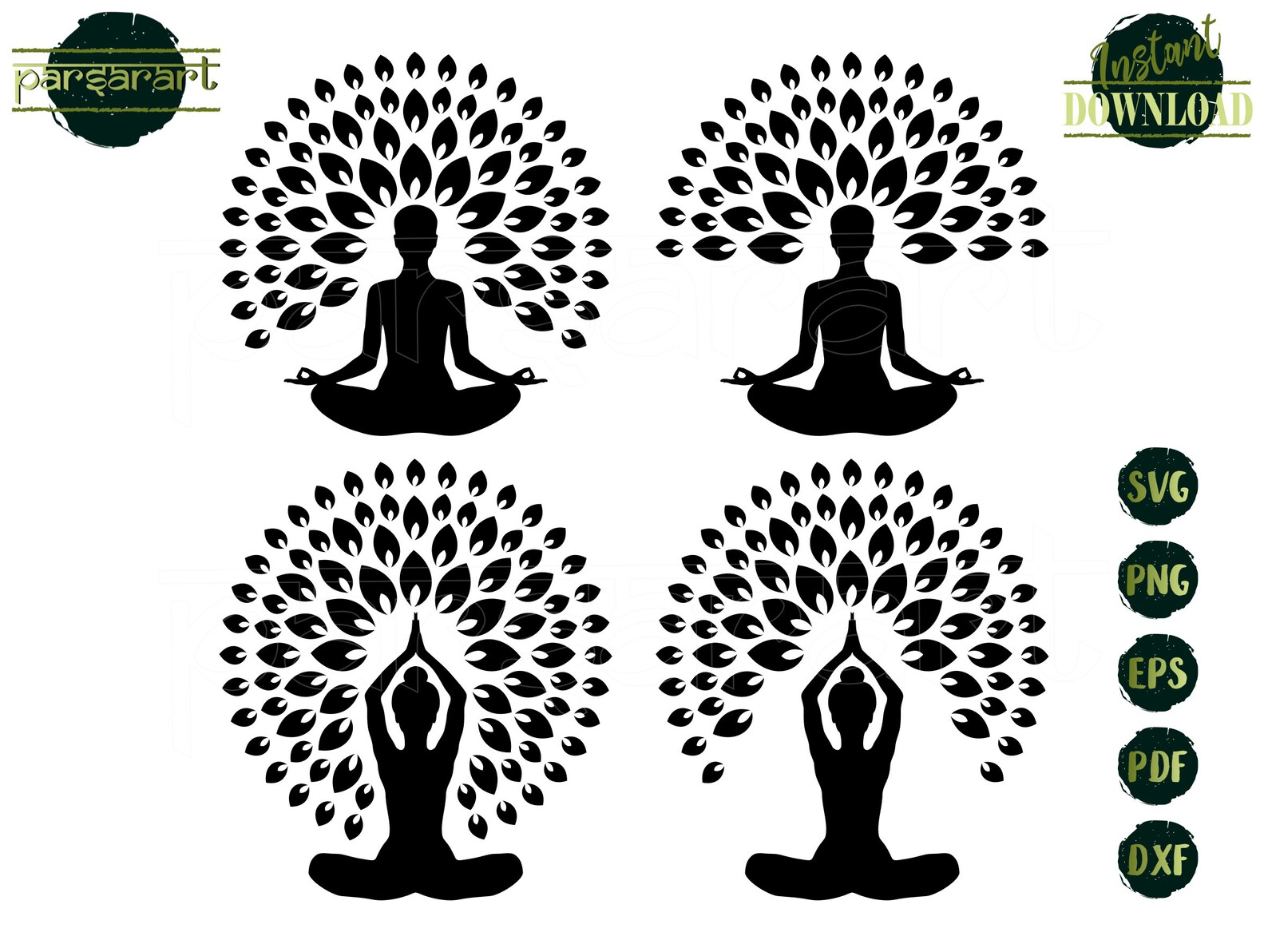 Yoga Tree SVG Bundle Meditation SVG Yoga Clipart Chakra - Etsy