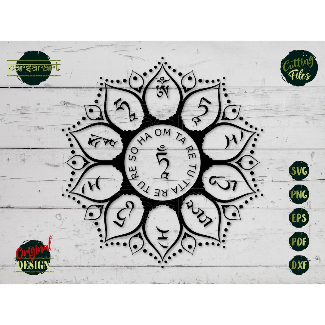 Mantra SVG, Green Tara Mantra SVG Lotus Mandala Svg Tibetan Clipart ...