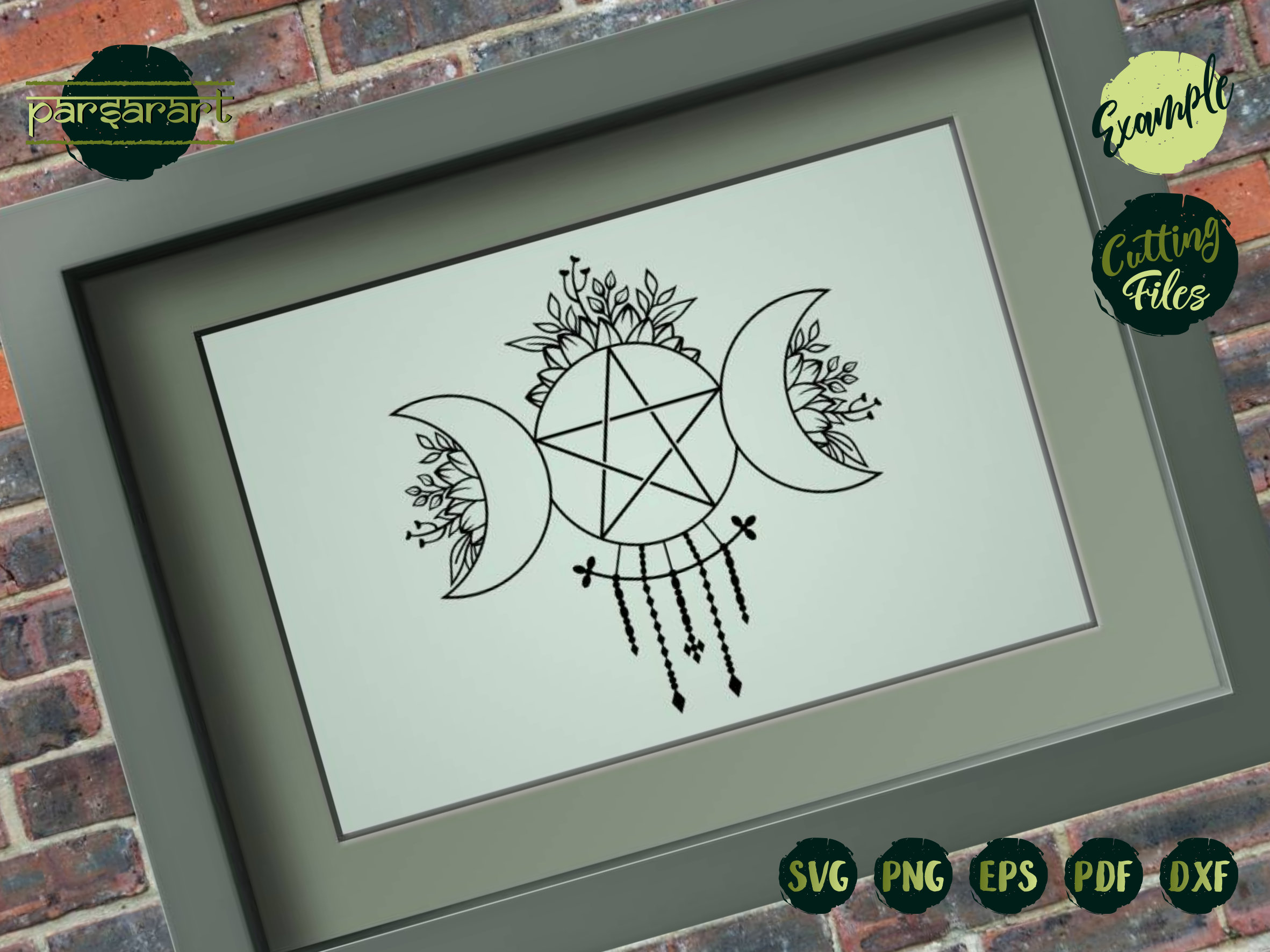 Boho Triple Moon SVG Pentagram SVG Goddess Wicca Clipart - Etsy