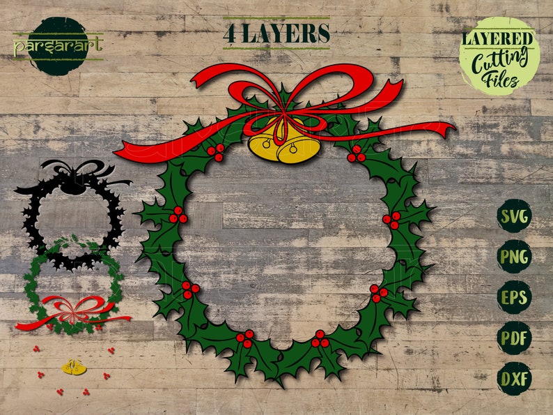 Christmas Winter Wreath SVG Holly Wreath SVG Christmas Frame Border ...