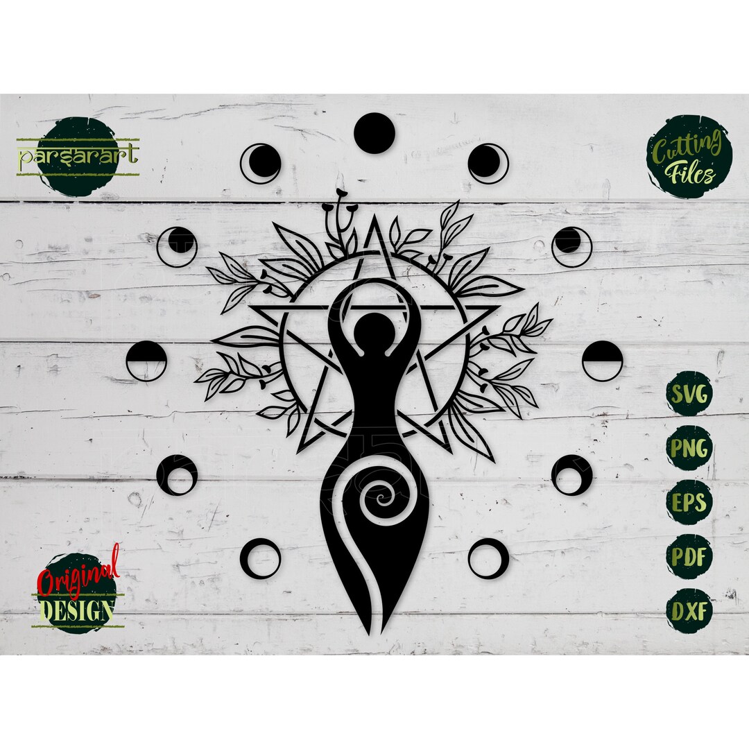 Spiral Goddess SVG, Pentacle SVG Moon Phases SVG Wicca Pagan Celtic ...
