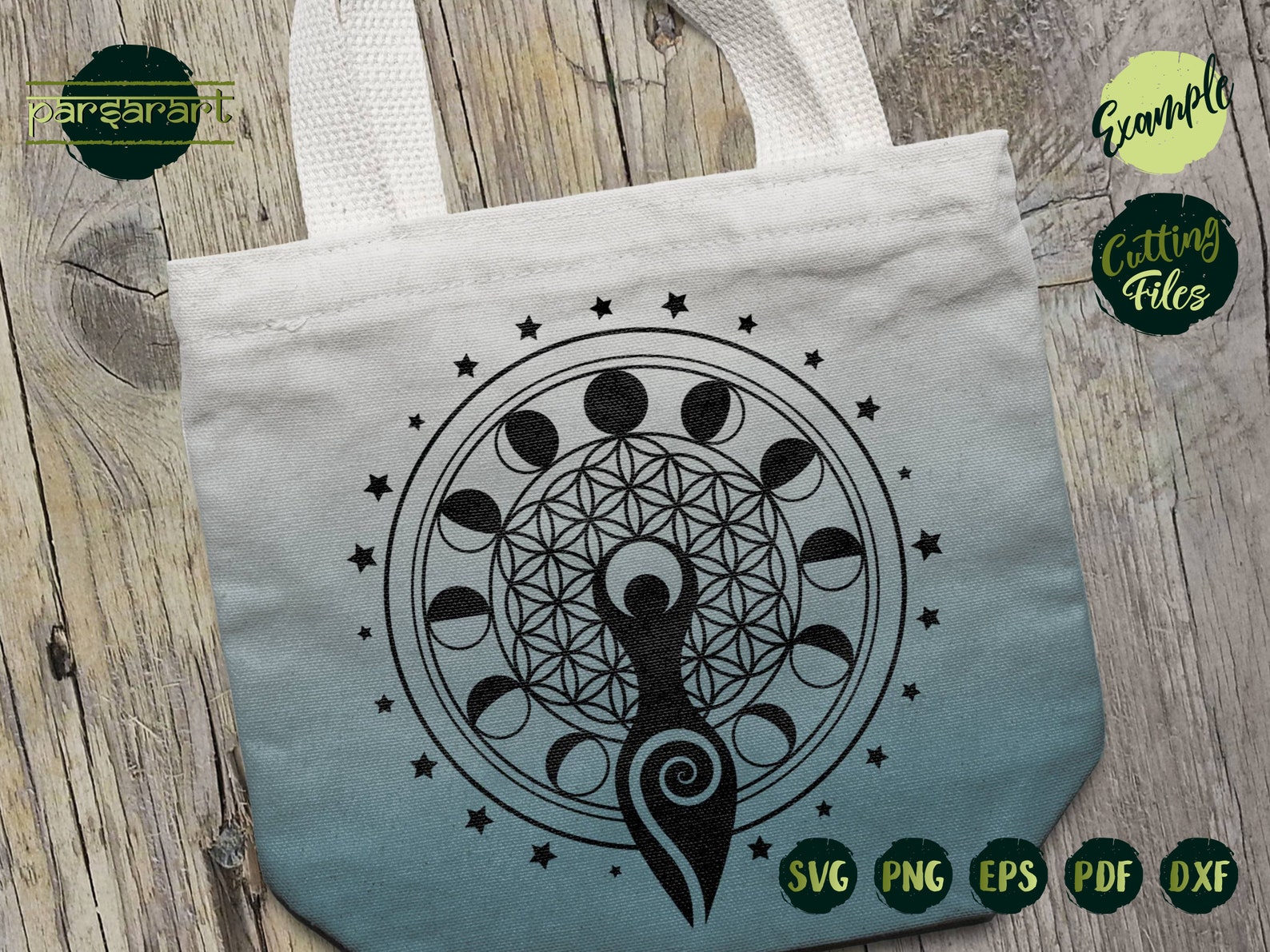 Spiral Goddess SVG, Moon Phases SVG Flower of Life SVG Wicca Pagan ...