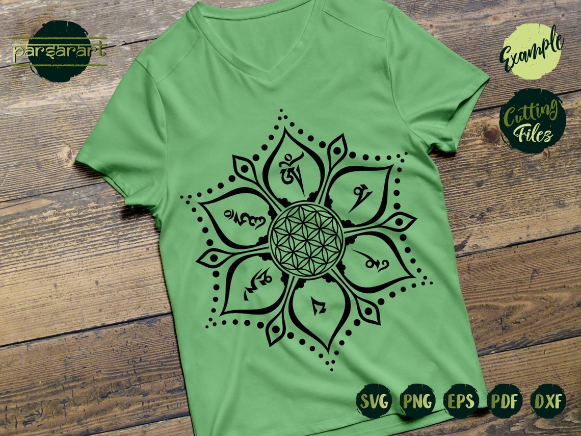 Mantra SVG, Om Mani Mantra SVG Flower of Life Svg Tibetan Clipart Yoga ...