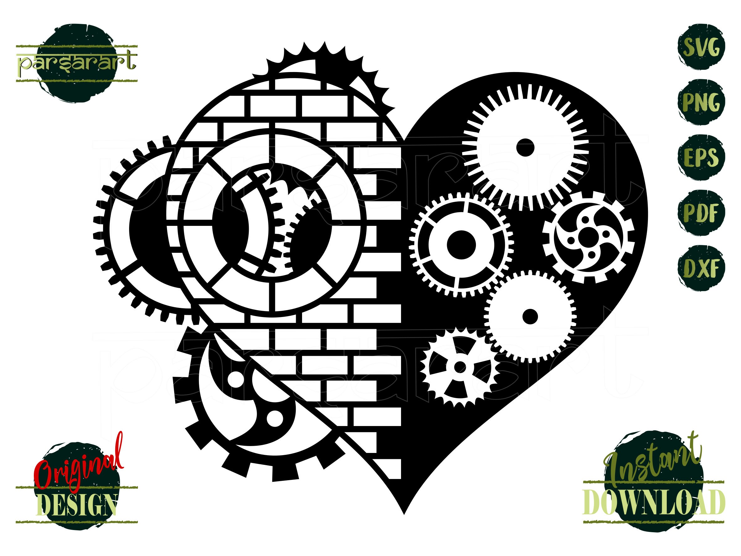 Steampunk Heart SVG Cogs SVG Steampunk Gears SVG Bricks Clockwork ...