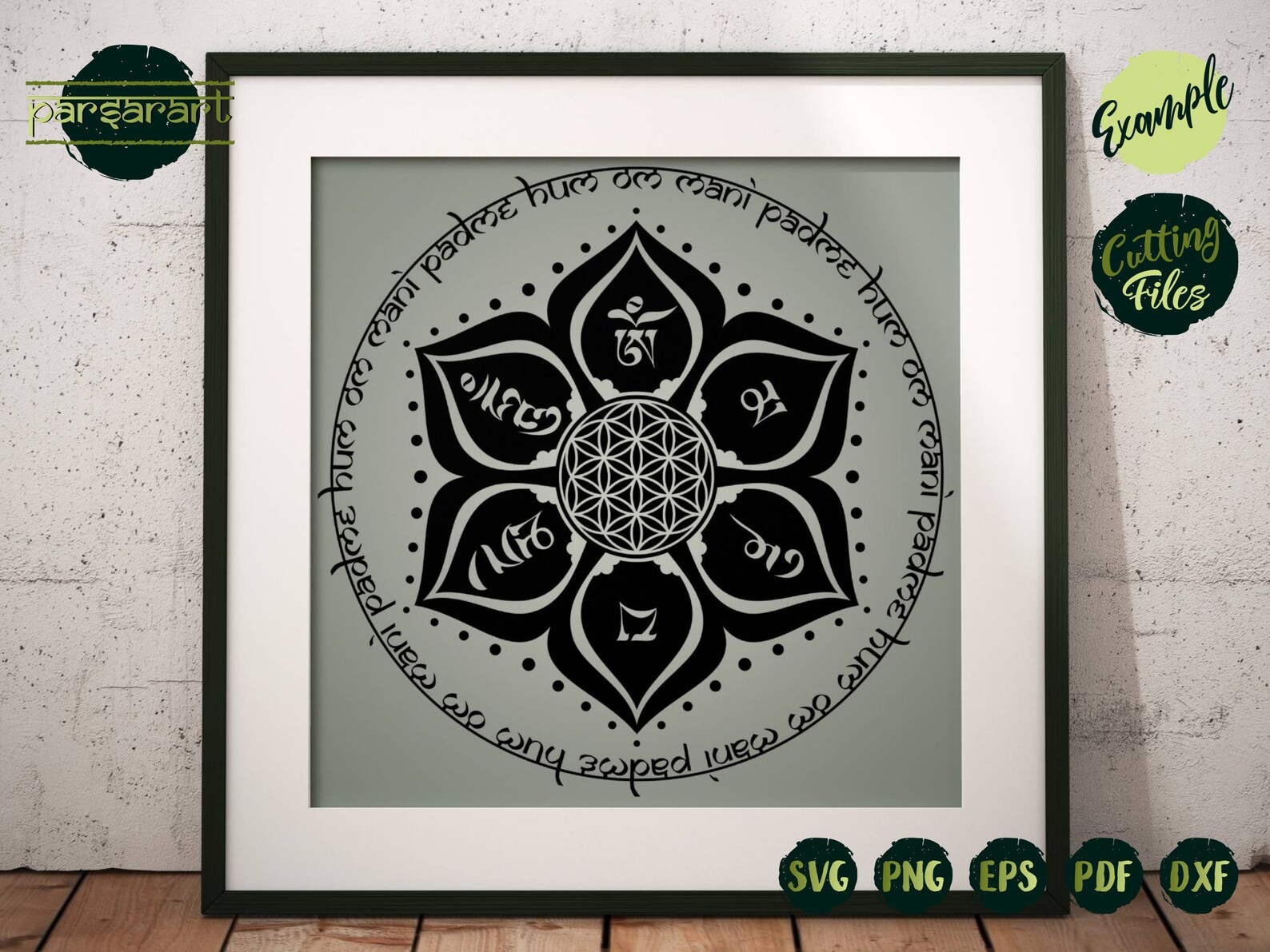 Om Mani Mantra SVG, Mantra SVG, Flower of Life Svg Tibetan Clipart Yoga ...