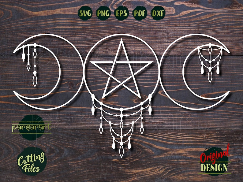 Wicca Triple Moon SVG Pentagram SVG Goddess Wicca Clipart Star - Etsy