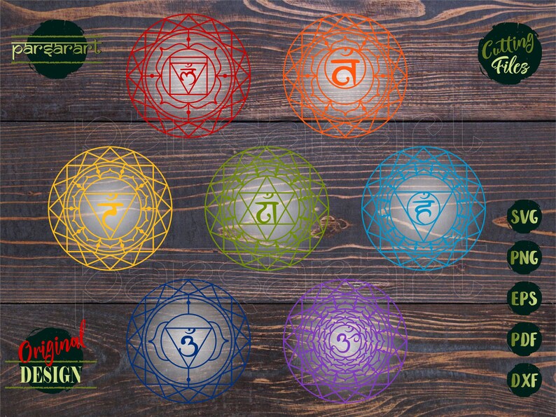 7 Chakras SVG, Chakra Symbols SVG Template, Namaste Clipart, Yoga SVG ...