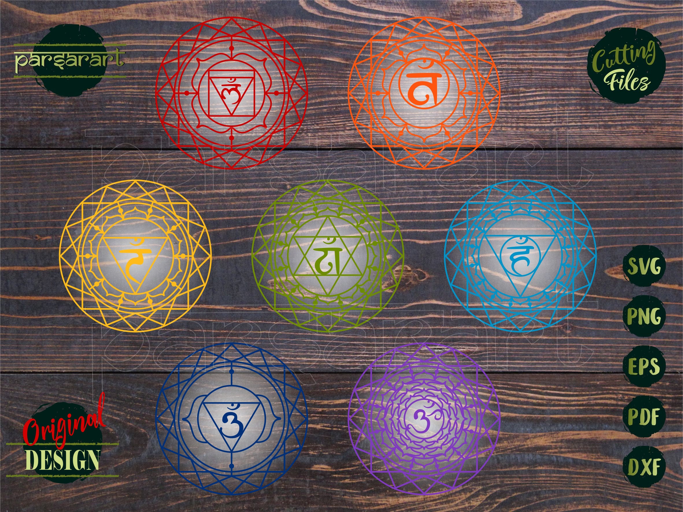 7 Chakras SVG Chakra Symbols SVG Template Namaste Clipart - Etsy España
