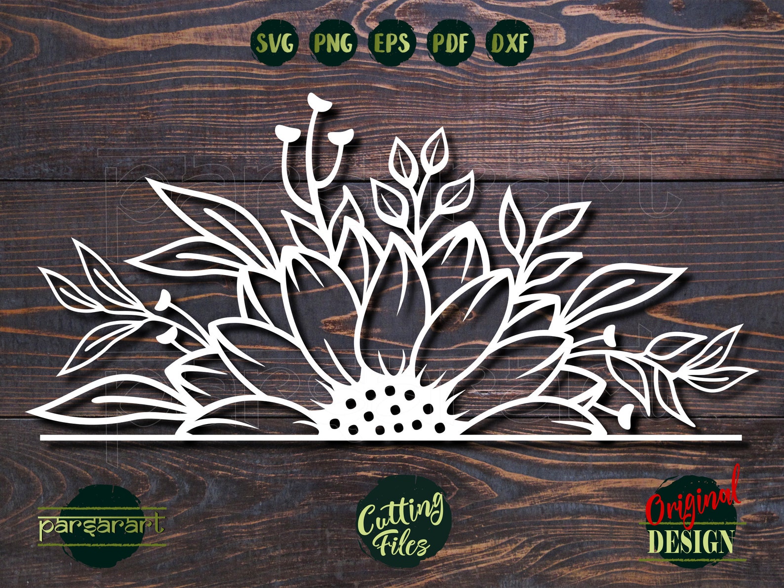 Split Sunflower SVG Monogram SVG Half Sunflower Clipart - Etsy