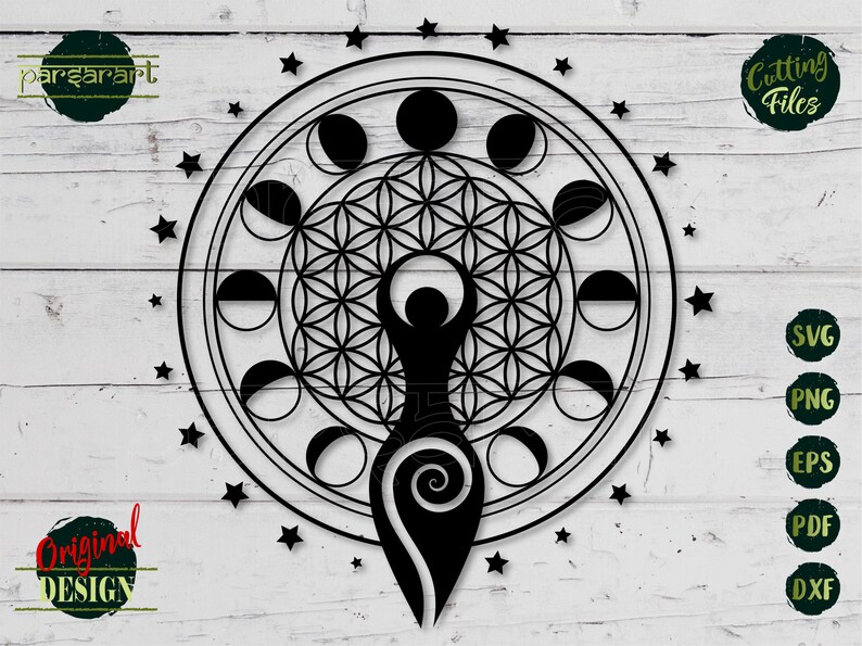 Spiral Goddess SVG Moon Phases SVG Flower of Life SVG Wicca - Etsy