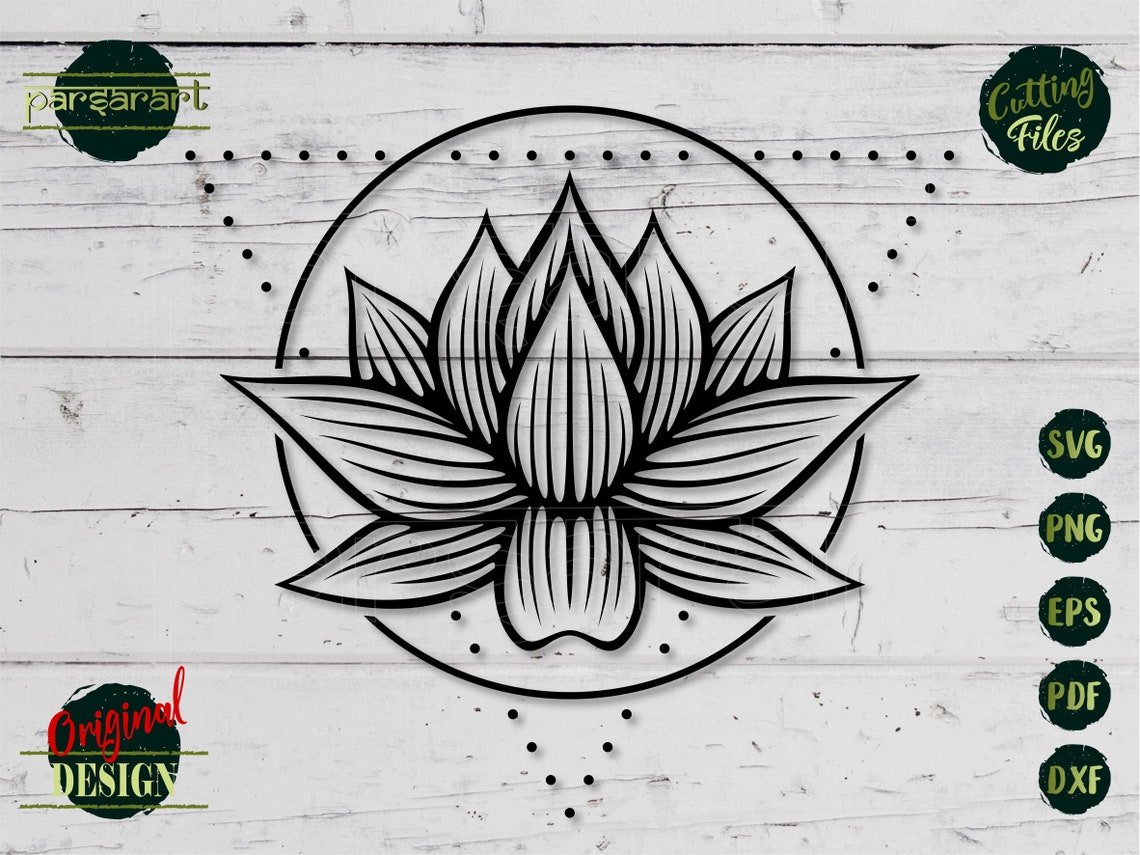 Lotus Flower in Circle SVG Floral SVG Lotus Clipart Yoga - Etsy