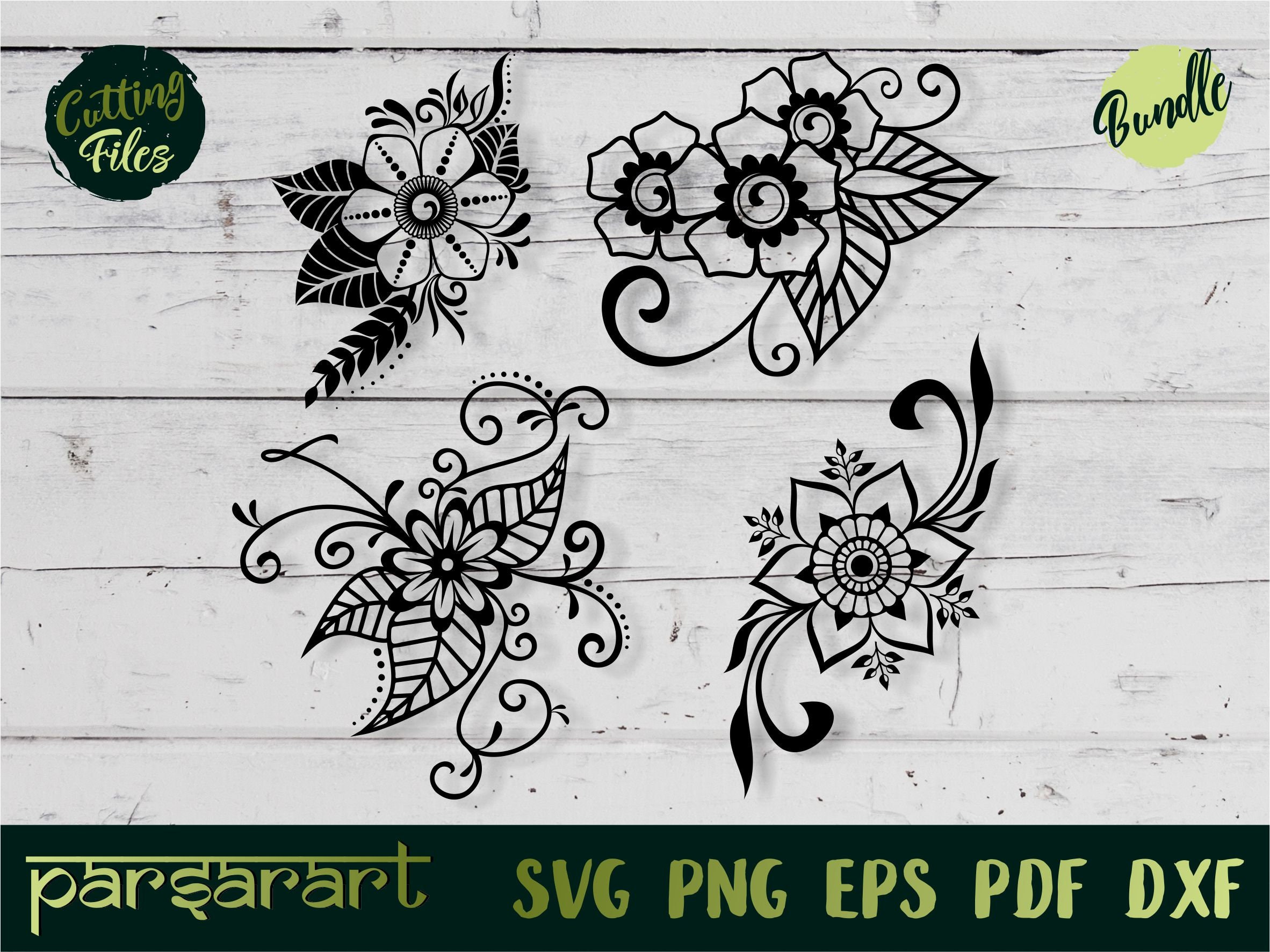 Flowers SVG Files Floral SVG Bundle Flowers Clipart Flower | Etsy