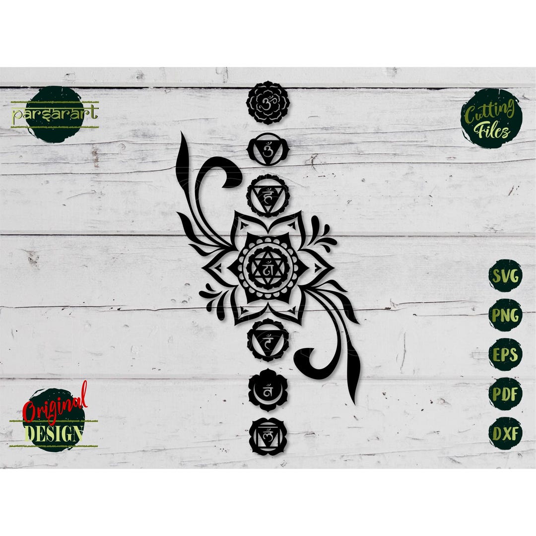 7 Chakra With Floral SVG, Chakra Symbols SVG, Namaste Clipart Yoga Svg ...