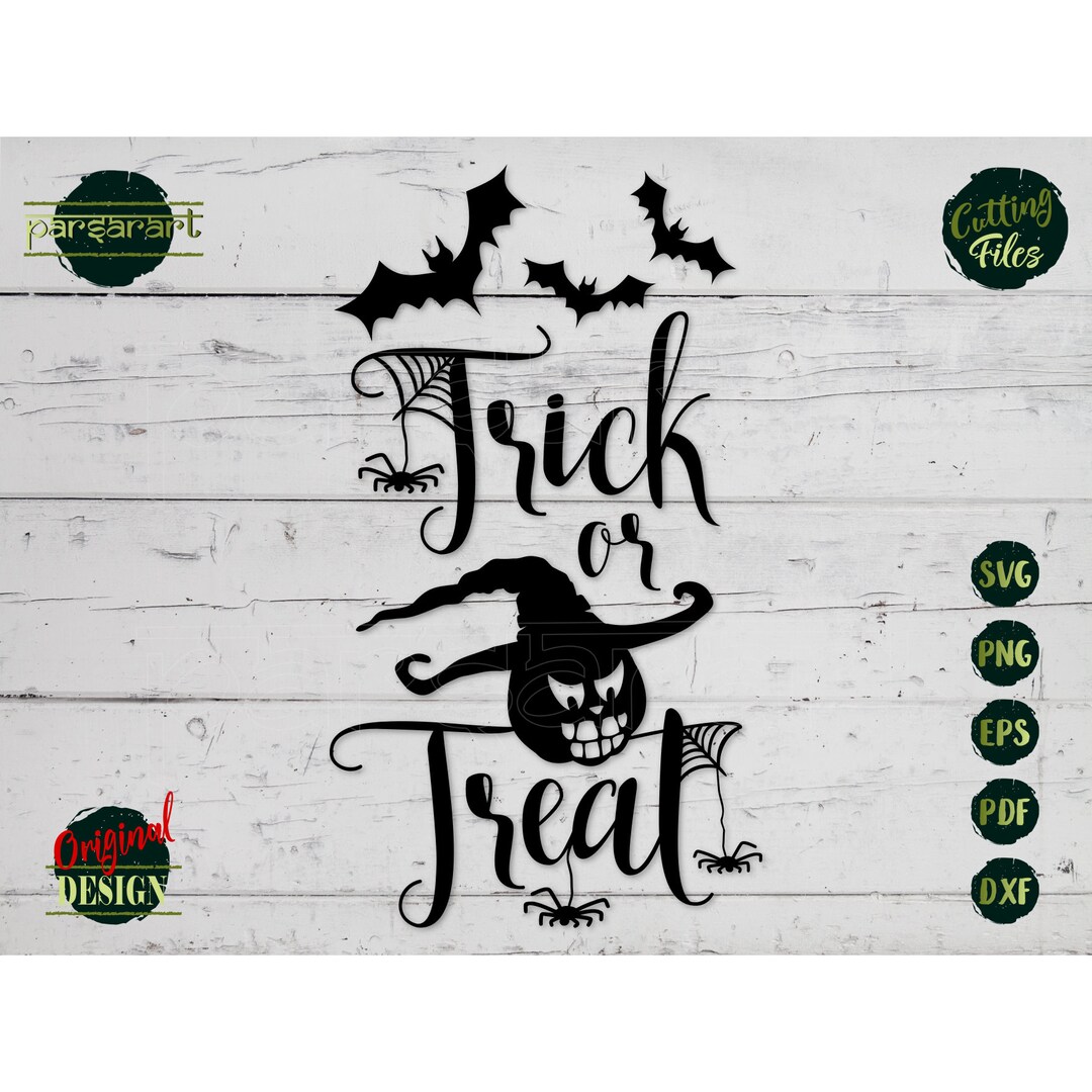 Trick or Treat SVG Halloween SVG Spider Web Clipart Spooky Bat Witch ...
