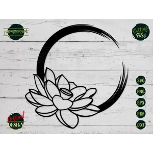 Lotus Flower SVG, Enso Circle SVG Japanese SVG Zen Buddhism Symbol ...