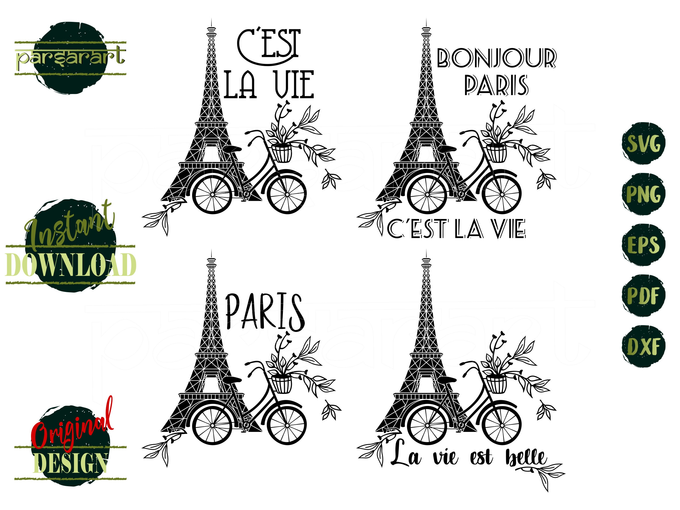 Paris SVG Bundle, Eiffel Tower SVG, Bonjour SVG, C'est La Vie Svg ...