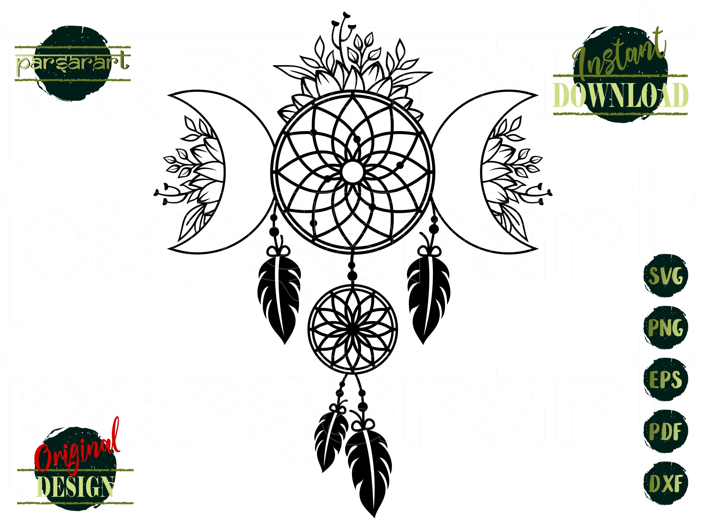Dreamcatcher SVG, Dream Catcher SVG Triple Moon SVG Feathers Dream ...