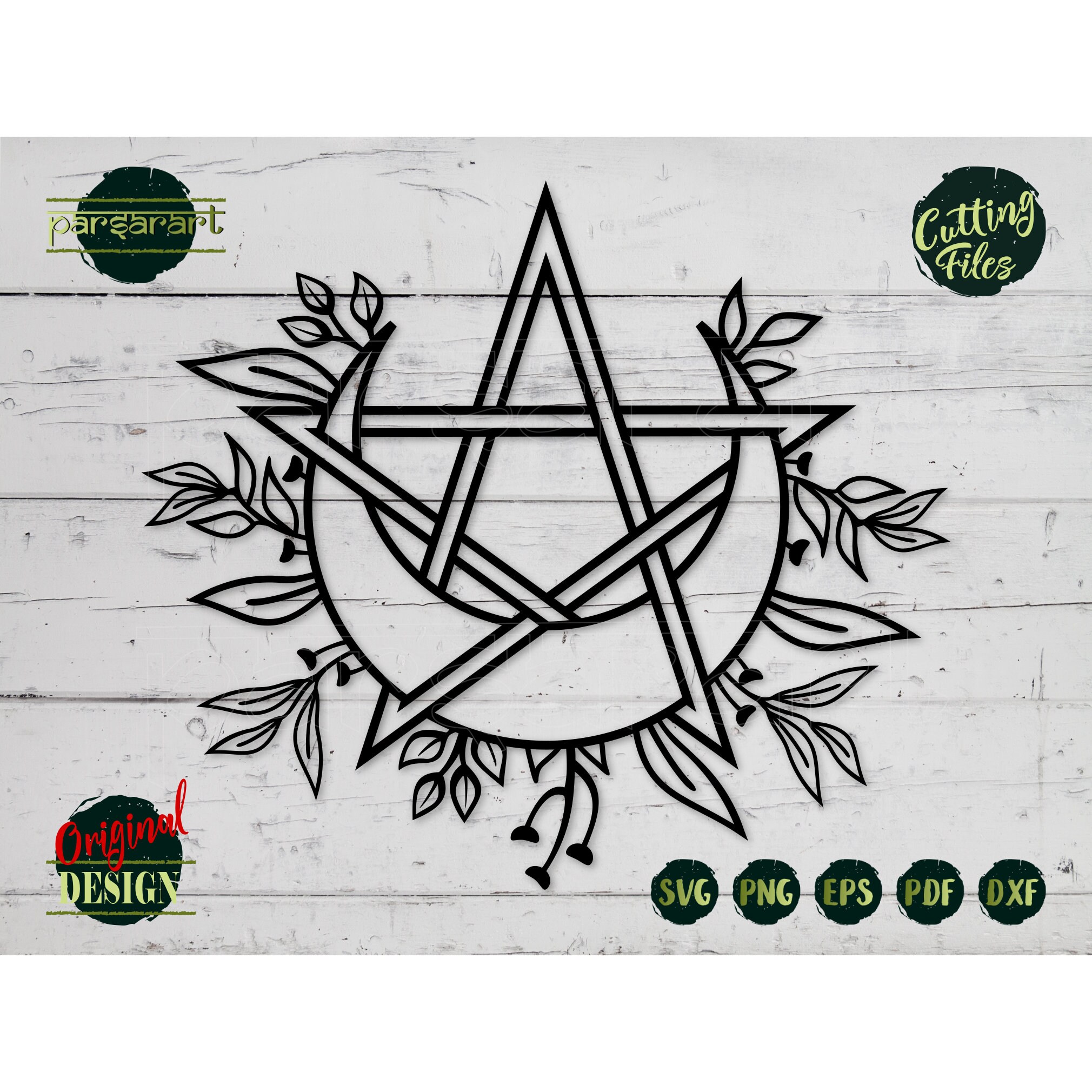 Boho Moon SVG Pentagram SVG Goddess Wicca Clipart Celestial Pagan Star ...