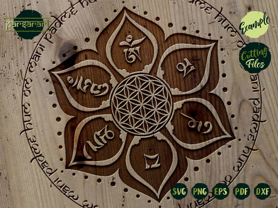 Om Mani Mantra SVG, Mantra SVG, Flower of Life Svg Tibetan Clipart Yoga ...