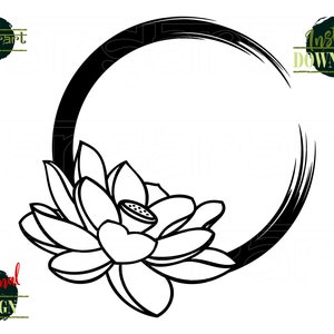 Lotus Flower SVG, Enso Circle SVG Japanese SVG Zen Buddhism Symbol ...