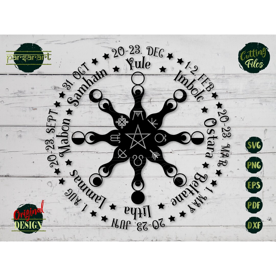 Wicca Wheel SVG, Wheel of the Year SVG Celtic SVG Pagan Calendar Celtic ...