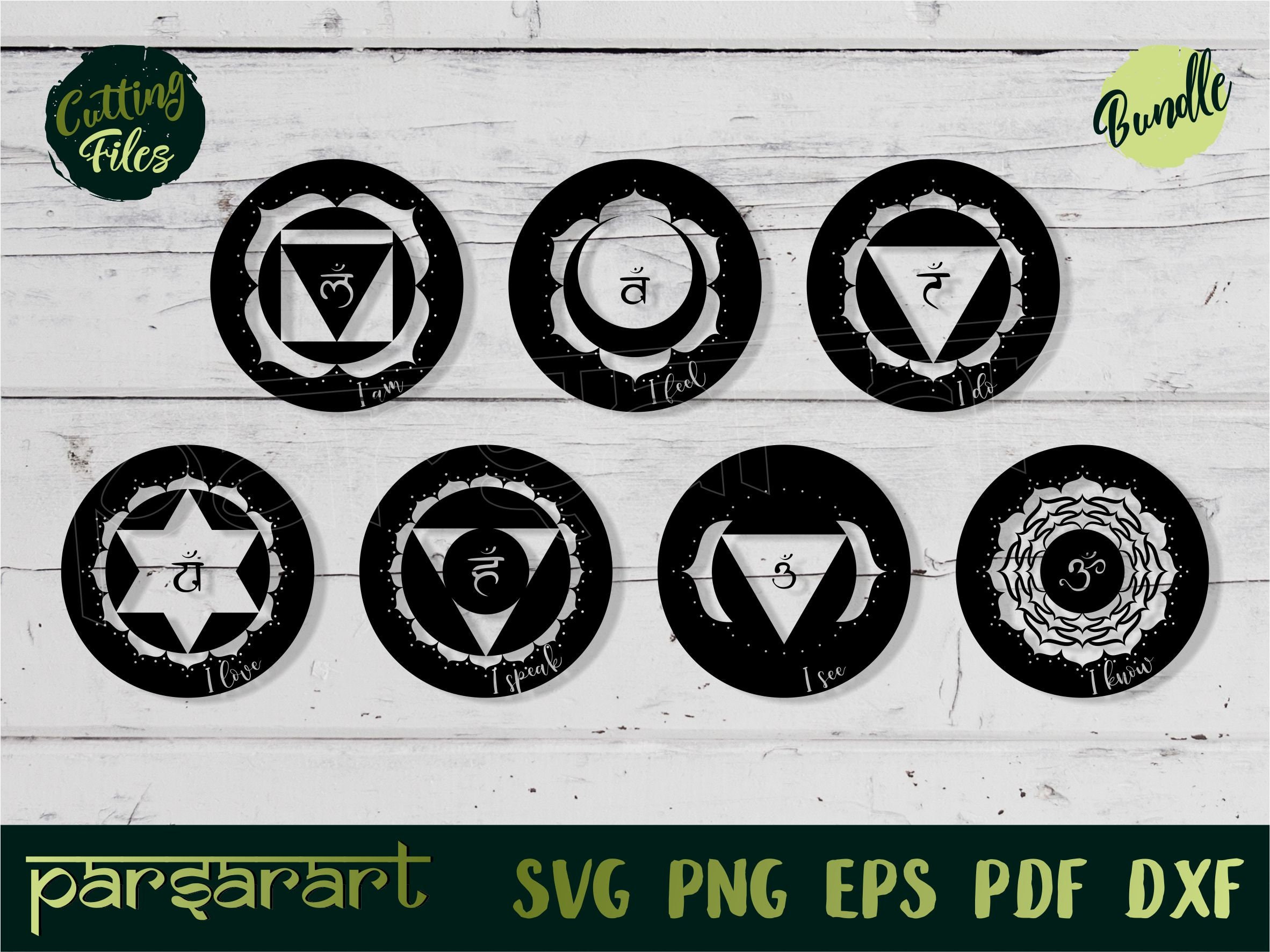 7 Chakras SVG Chakra Symbols SVG Bundle Namaste Clipart | Etsy
