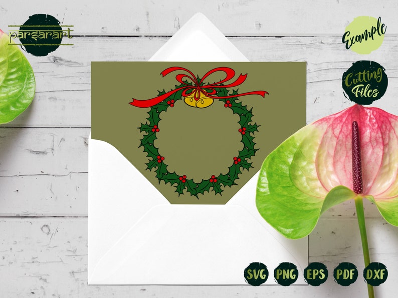 Christmas Winter Wreath SVG Holly Wreath SVG Christmas Frame Border ...