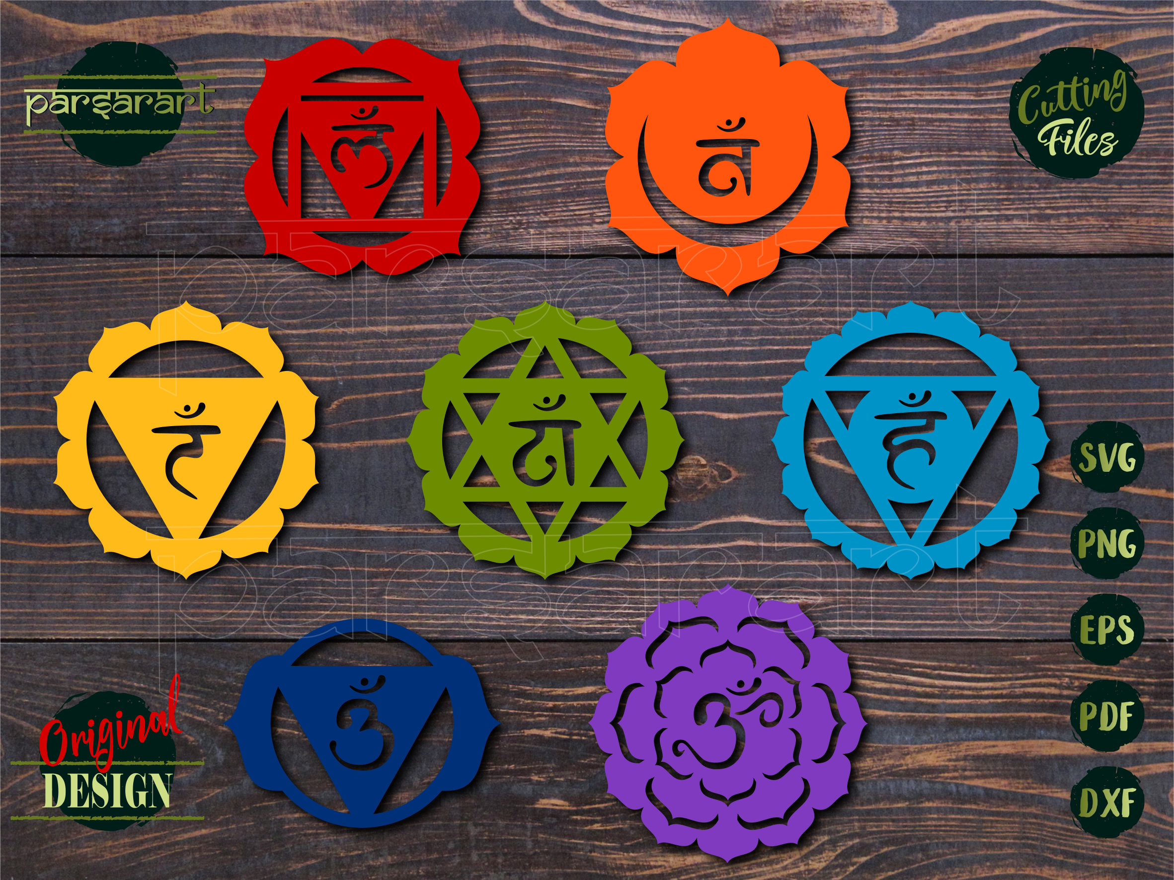 7 Chakras SVG Colored Chakra Symbols SVG Namaste Clipart - Etsy