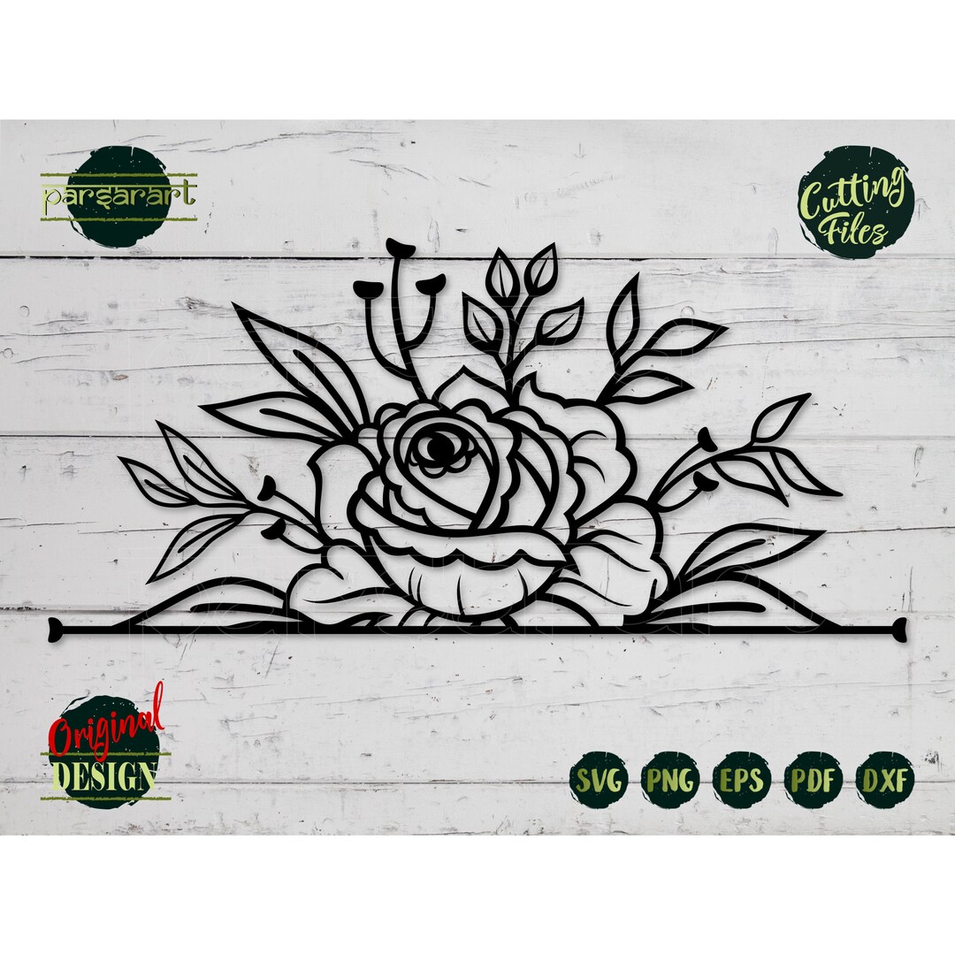 Split Rose SVG, monogramme SVG, moitié des cliparts Rose, Split fleur ...
