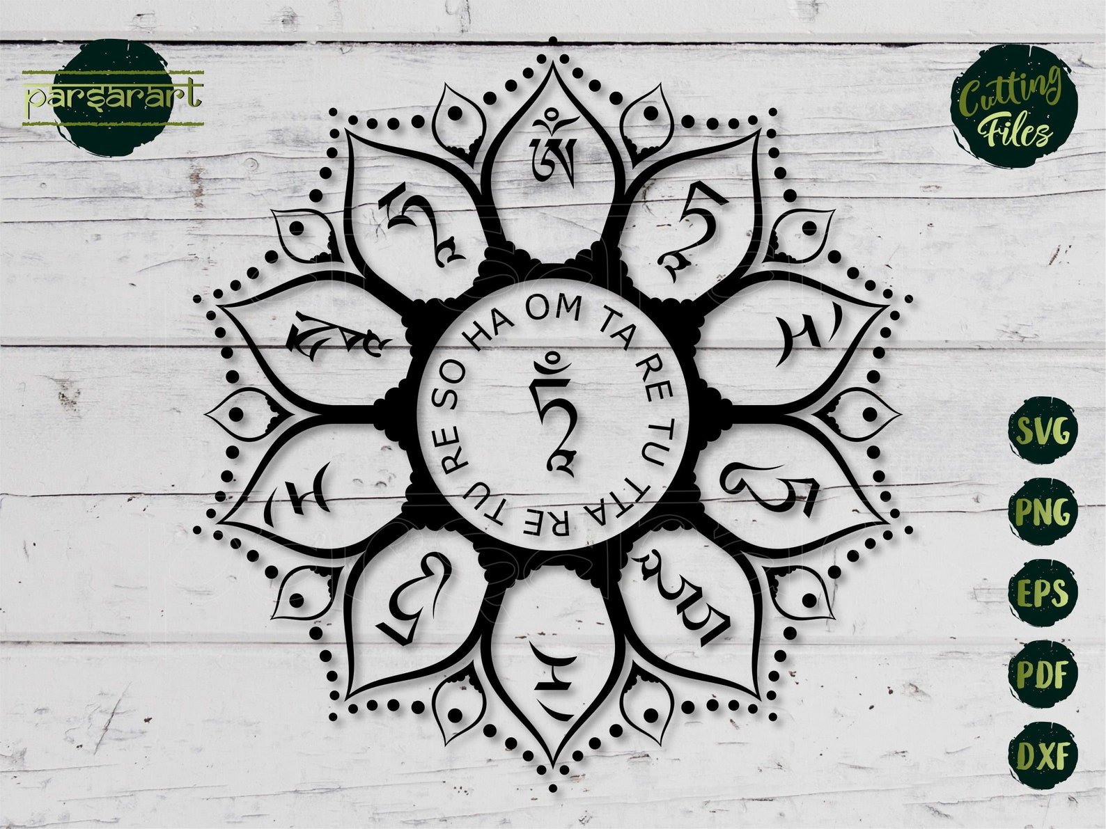 Mantra SVG Green Tara Mantra SVG Lotus Mandala Svg Tibetan - Etsy