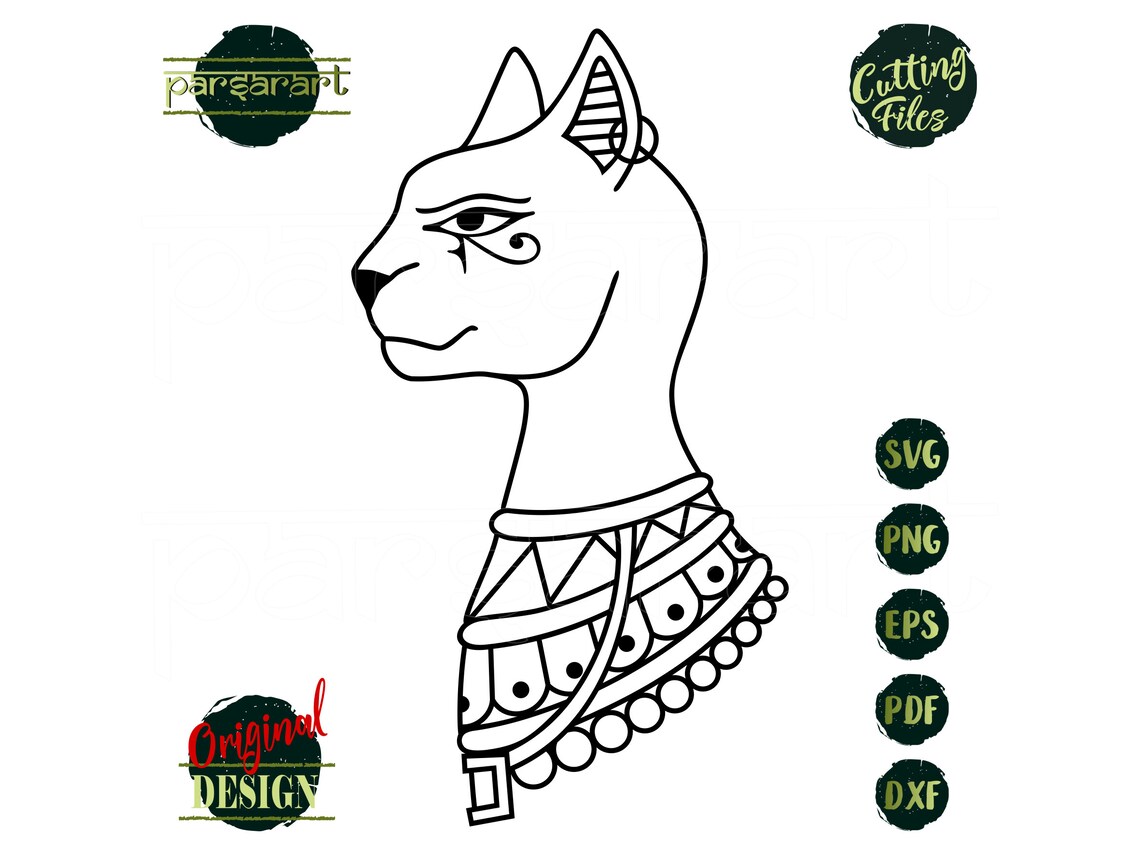Bastet SVG Egyptian God SVG Cat Goddess Hieroglyphs Egypt Eye Vector ...