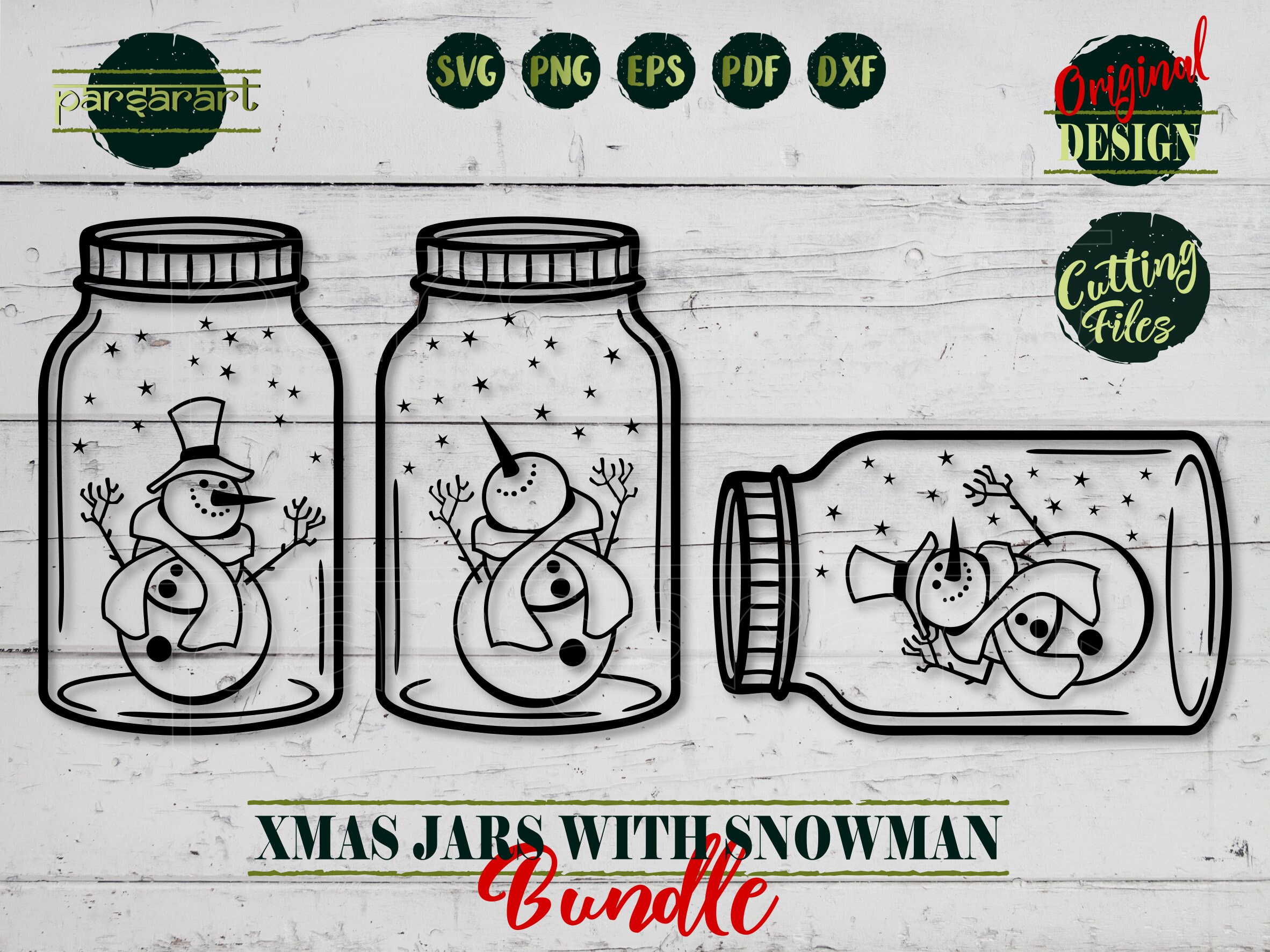 Christmas Jars SVG Bundle Mason Jars SVG Happy Snowman Stars - Etsy