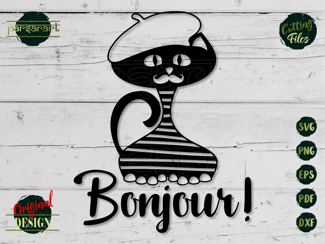 French Cat SVG Cat SVG Bonjour SVG Animal Clipart Kitten - Etsy